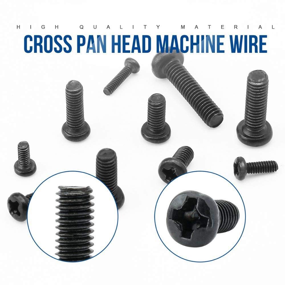 QULACO 650pcs Cross Recessed Round Pan Head Machine Screws Set M1.4 M1.7 M2 M2.5 M3 Mini Screw Laptop Computer Screw Phillips Screw Kit