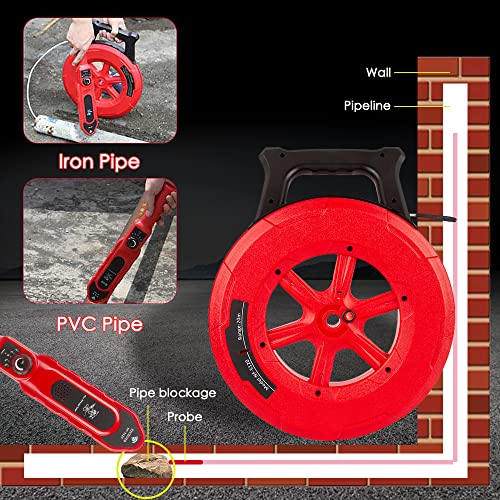 Pipe Blockage Detector, Water Pipe Locator Underground Diagnostic-Tool Wall Scanner Pipeline Blocking Clogging Scanner Plumbers Instrument For Metal PVC Water Pipes, 30M