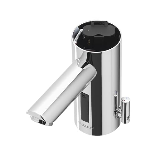 Sloan Optima EAF-250-ISM Sensor Activated Touch-Free Faucet, Commercial Grade with Mounting Hardware, Integrated Side Mixer - 0.5 GPM Battery-Powered Deck-Mounted Mid Body, Polished Chrome, 3335061