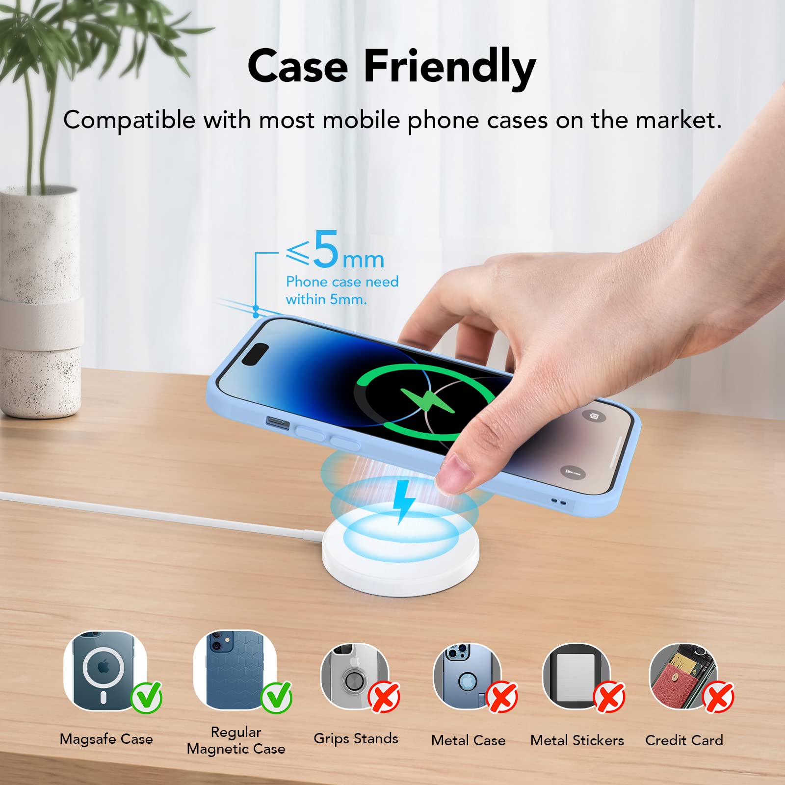 Magnetic Wireless Charger - 2 Pack Mag Safe Magnet Charging Compatible with iPhone 14/14 pro/14 plus/14 pro max/ 13/13 pro/13 pro max/12 pro max, Charger for AirPods 3/2/Pro with 2 USB C Adapter.