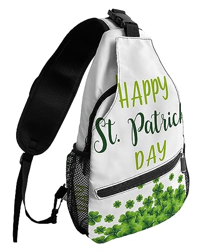 Sling Backpack, St.Patrick's Day Shamrocks Green Waterproof Lightweight Small Sling Bag, Travel Chest Bag Crossbody Shoulder Bag Hiking Daypack for Women Men