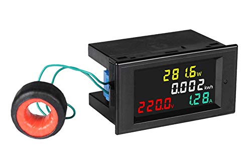 NOYITO AC 40-300V 100A Multi-Function Color Digital Meter Display Four Parameters AC Voltage AC Current Power Electric Energy Meter with Power-Down Memory Function