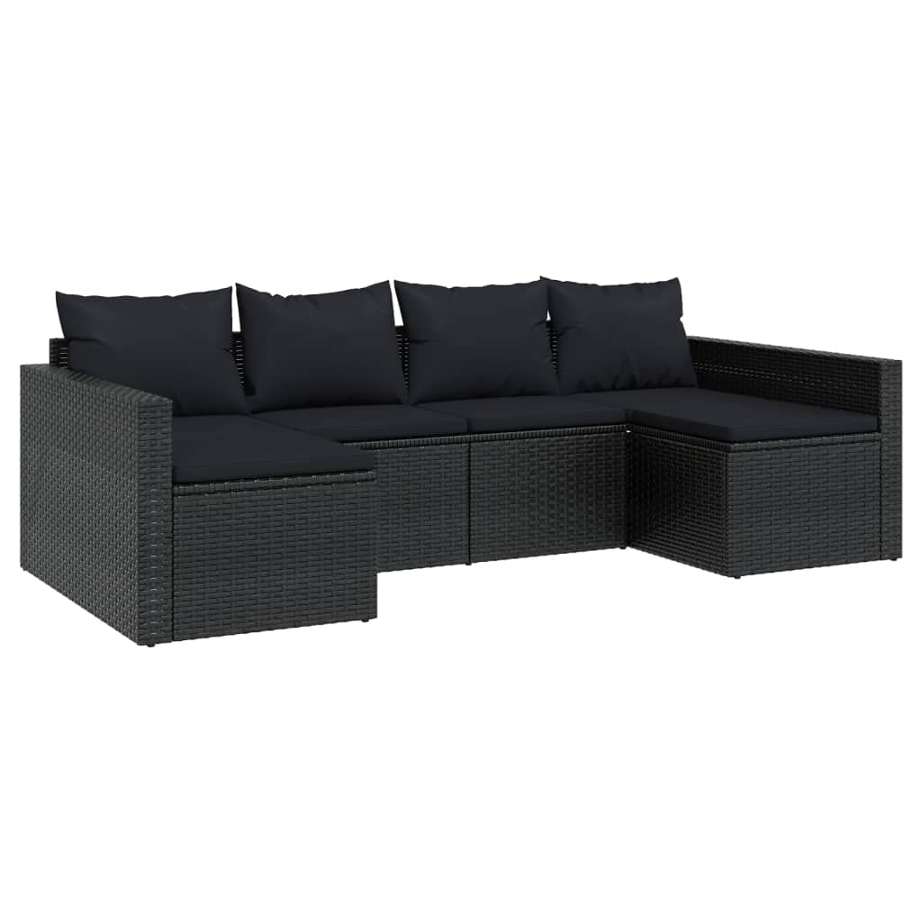 vidaXL 2 Piece Patio Lounge Set - Black Poly Rattan with Comfortable Cushions and Convenient Coffee Table - Perfect for Outdoor Living Space