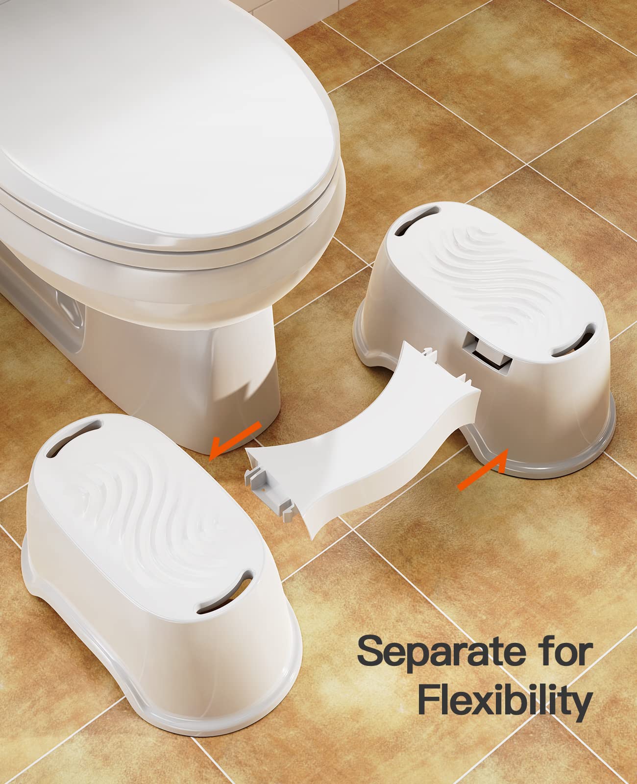 Pipishell Toilet Stool, 7” Bathroom Stool for Toilet, Detachable Toilet Potty Step Stool for Adults and Kids, Ergonomic Toilet Footstool with Non-Slip Pad, PITS01