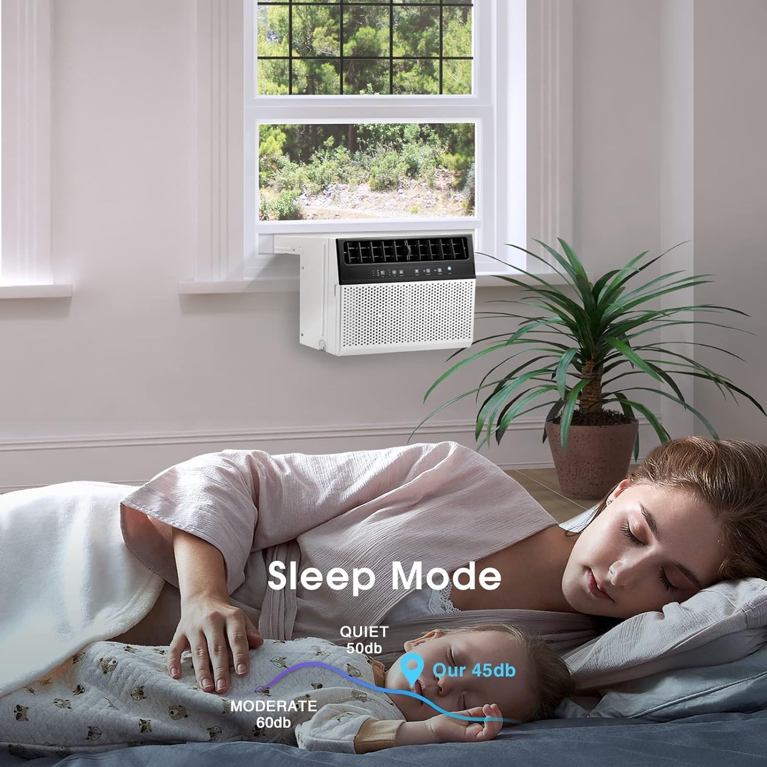 R.W.FLAME 10,000 BTU Window Air Conditioners, U-Shaped Air Conditioner Window Unit Cools up to 450 Sq. Ft, 6 Modes 24H Timer Energy-saving Window AC Units, Full Window View, Easy to Install, White