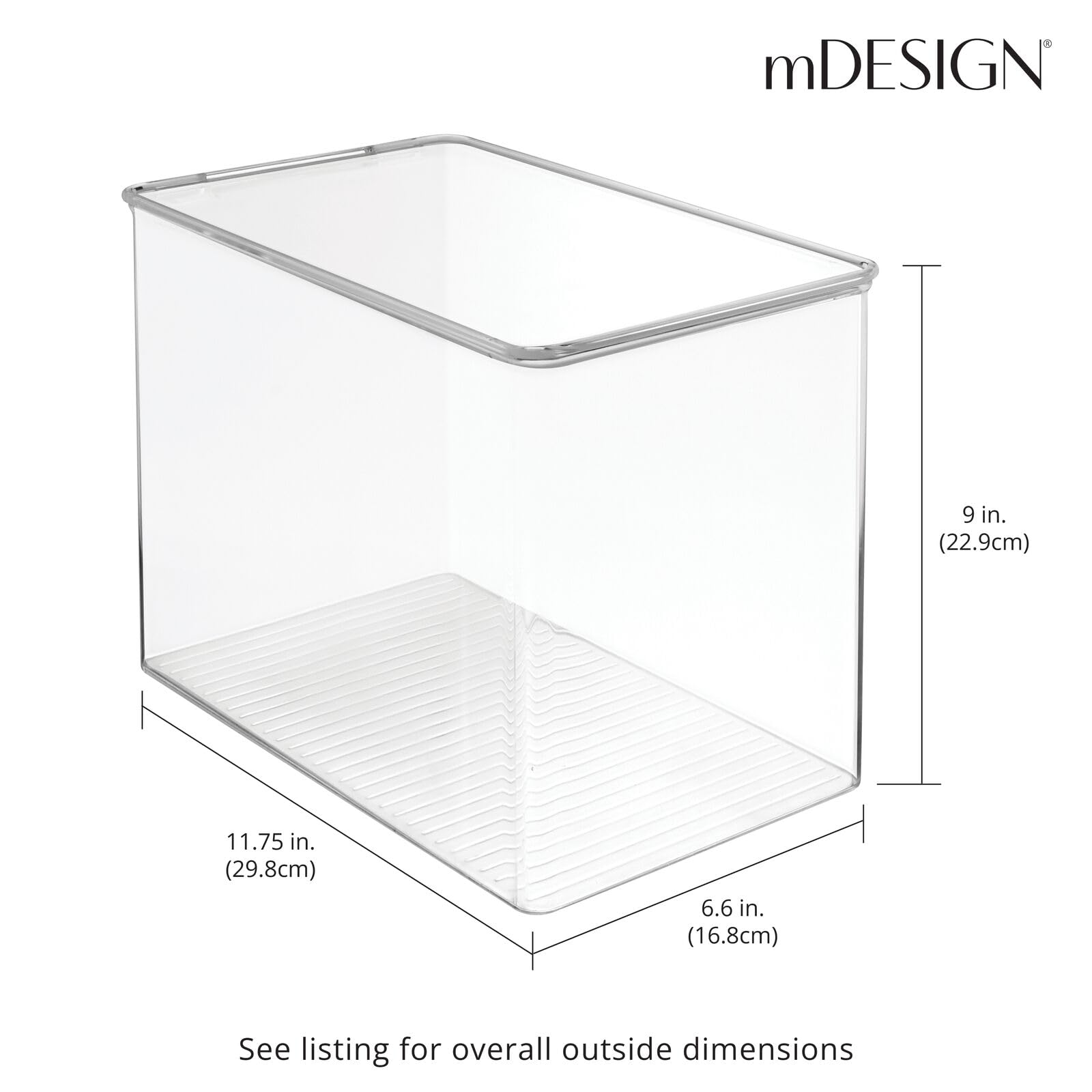 mDesign Stackable Plastic Closet Storage Container Shoebox with Hinge Lid - Individual Transparent Storage Organizer Containers for Shoes - Ligne Collection, Clear
