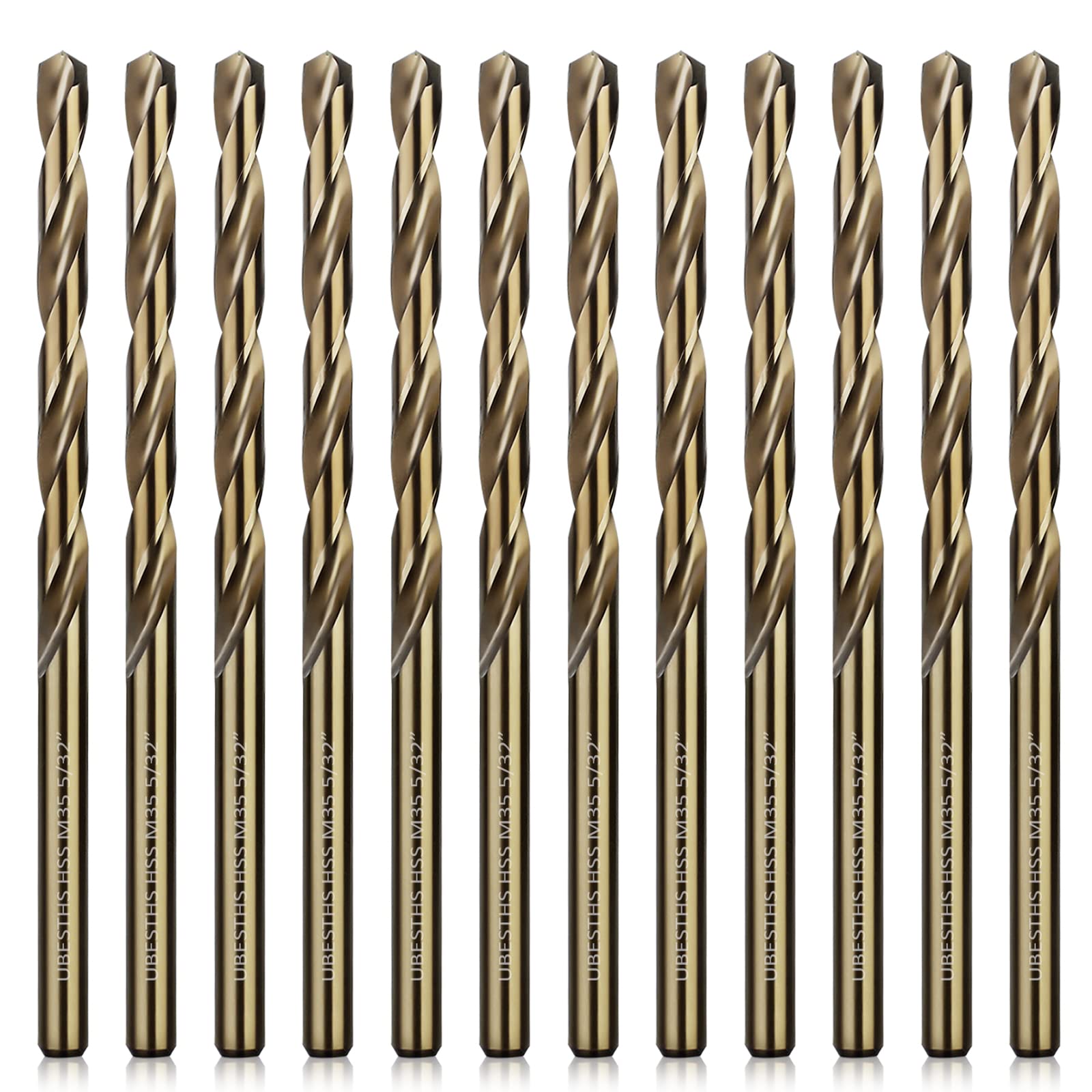 UBESTHS 5/32" Cobalt Drill Bits 12Pcs, M35 HSS Metal Drill Bit Set with Storage Case for Hard Metal, Stainless Steel, Cast Iron