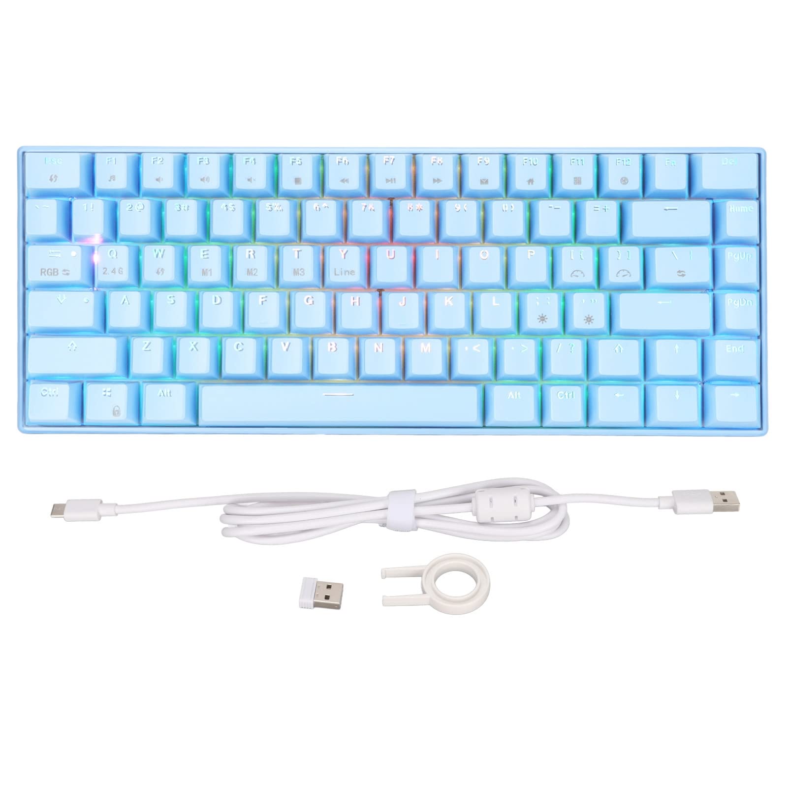 Shanrya Wired Keyboard, Ergonomic Design 82 Keys 2.4G Wireless Gaming Keyboard for Laptop PC Linear Action Switch