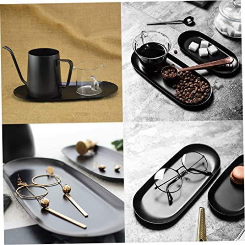 Stainless Steel Towel Tray Dish Plate Tea Storage Tray Fruit Cosmetics Jewelry Organizer Oval Black Tray