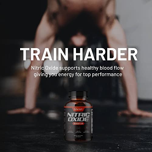 Snap Supplements Nitric Oxide Booster Pre Workout, Muscle Builder, 1500mg L Arginine L Citrulline Formula, Nitric Oxide Supplement for Men, Improve Blood Flow & Circulation (90 Count)