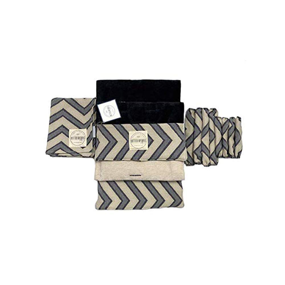 Keenz 7S Stroller Wagon Liner Set – Reversible Wagon Stroller Liner, Matching Blanket and Harness Covers – Machine Washable, Cotton Blend Wagon Padding – Wagon Stroller Accessory Set, Chevron