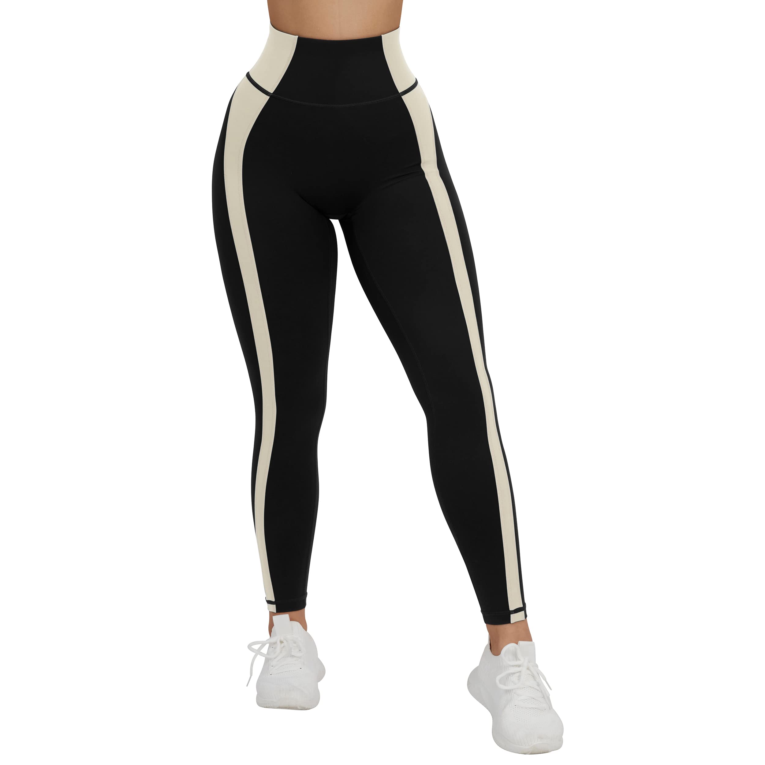 MOSHENGQI Women High Wasited Leggings with Pockets Tummy Control Workout Yoga Pants(S,86-Black)