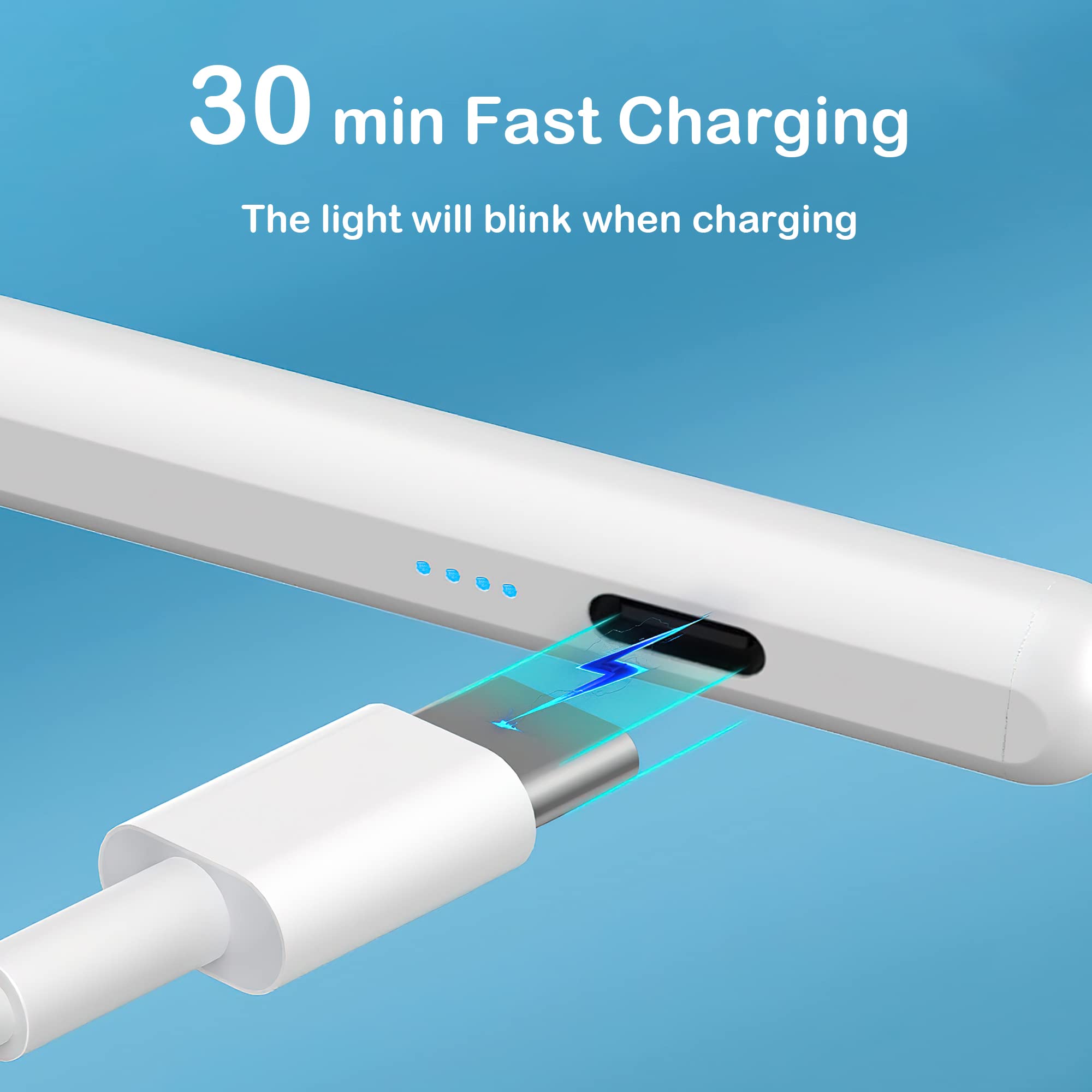 Stylus Pen for iPad(2018-2022) with Palm Rejection & Fast Charging, Digital Pencil Compatible with Apple iPad 10/9/8/7/6, iPad Mini 6/5, iPad Air 5/4/3, iPad Pro (11/12.9 Inch) Gen-Silver