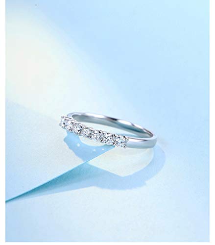 KnBoB Wedding Engagement Rings for Women,18K White Gold Row Drill 0.28ct Diamond Size 6.5