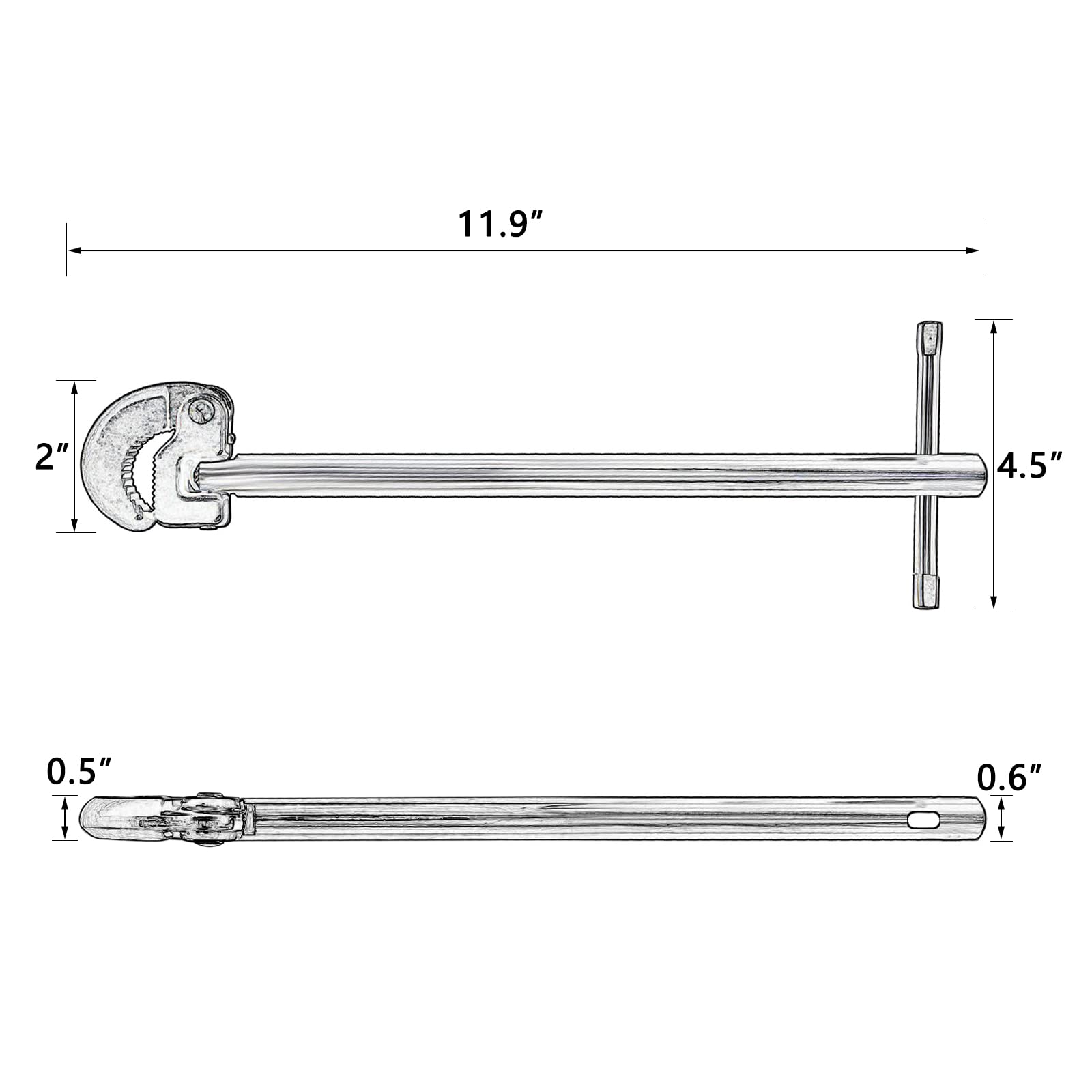 QYQRQF Adjustable Basin Wrench, 11" Adjustable Tap Nut Spanner Telescopic Basin Spanner for Fixing Back and Union Nuts Under Sink (3/8-1 in.)