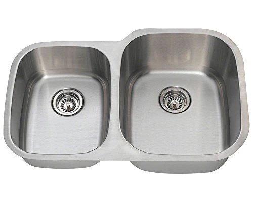 Polaris Sinks PR305-16 Offset Double Bowl Stainless Steel Sink