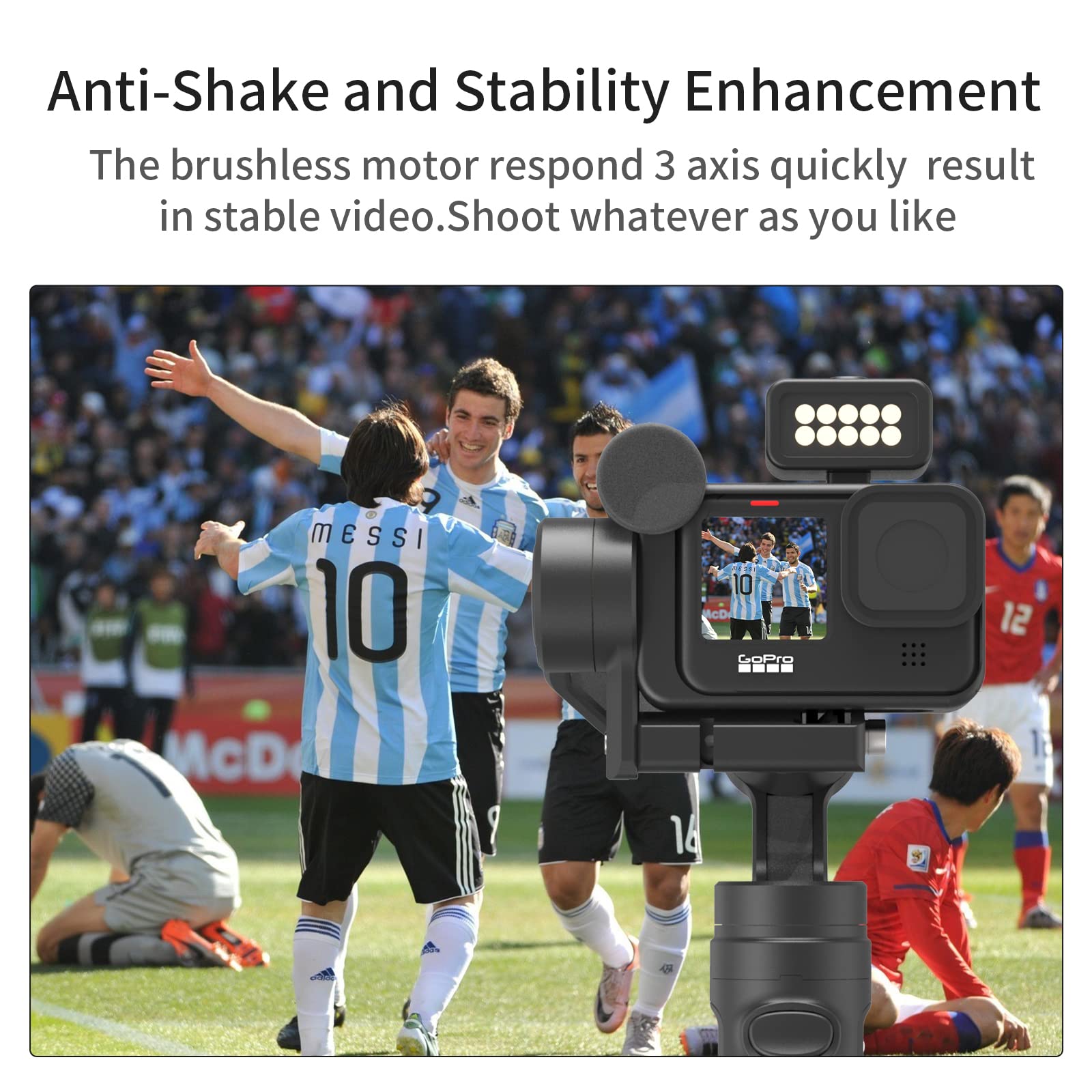 INKEE Falcon Plus Gimbal Stabilizer Compatible for GoPro 12/11/10/9/8 Go Pro Media Mod Compatible Gimble Anti-Shake