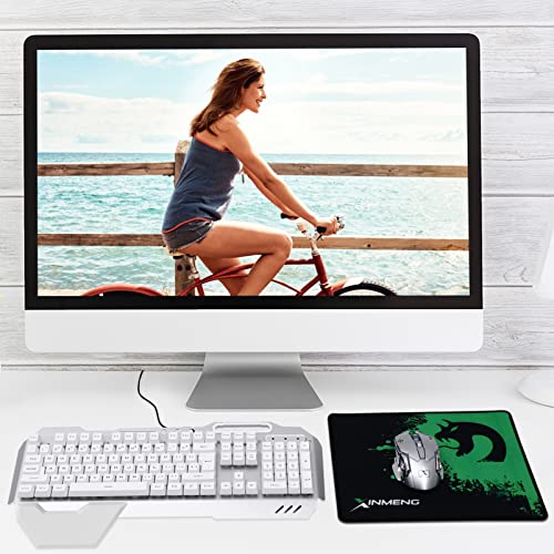SOLUSTRE Rechargeable Keyboard and Wired Gaming Keyboard and Mouse Combo RGB Backlit Gaming Set Led Rainbow Backlit Keyboard Mouse Combo 2.