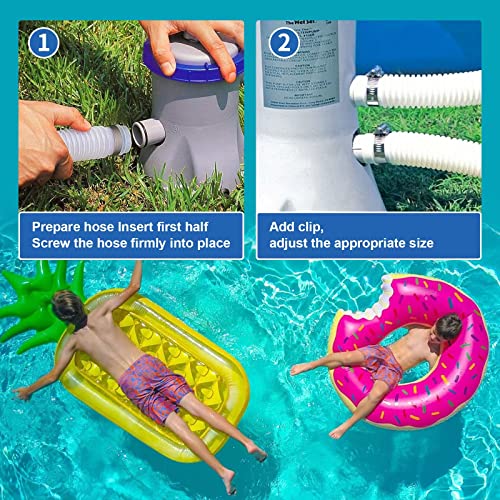 Pool Hoses for Above Ground Pools, 4 Pack 1.25 x 59 Inch Pool Filter Pump Hoses, Compatible with Intex Pool Filter Pump 607, 637 With 8 Metal Clamps(4)