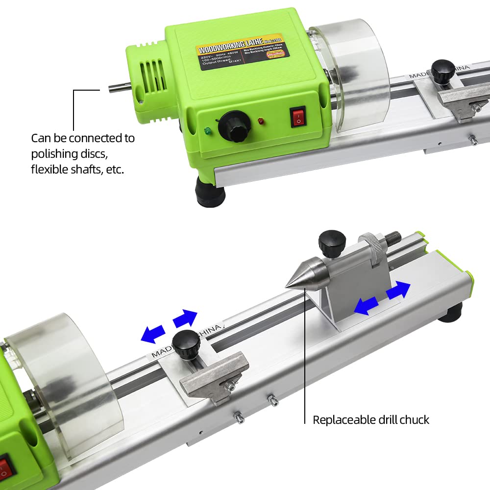 Onetuon Mini Wood Lathe Benchtop MICRO Woodturning Lathe Grinding Polishing Beads Drill Rotary Tool Set Variable Speed (Standard)