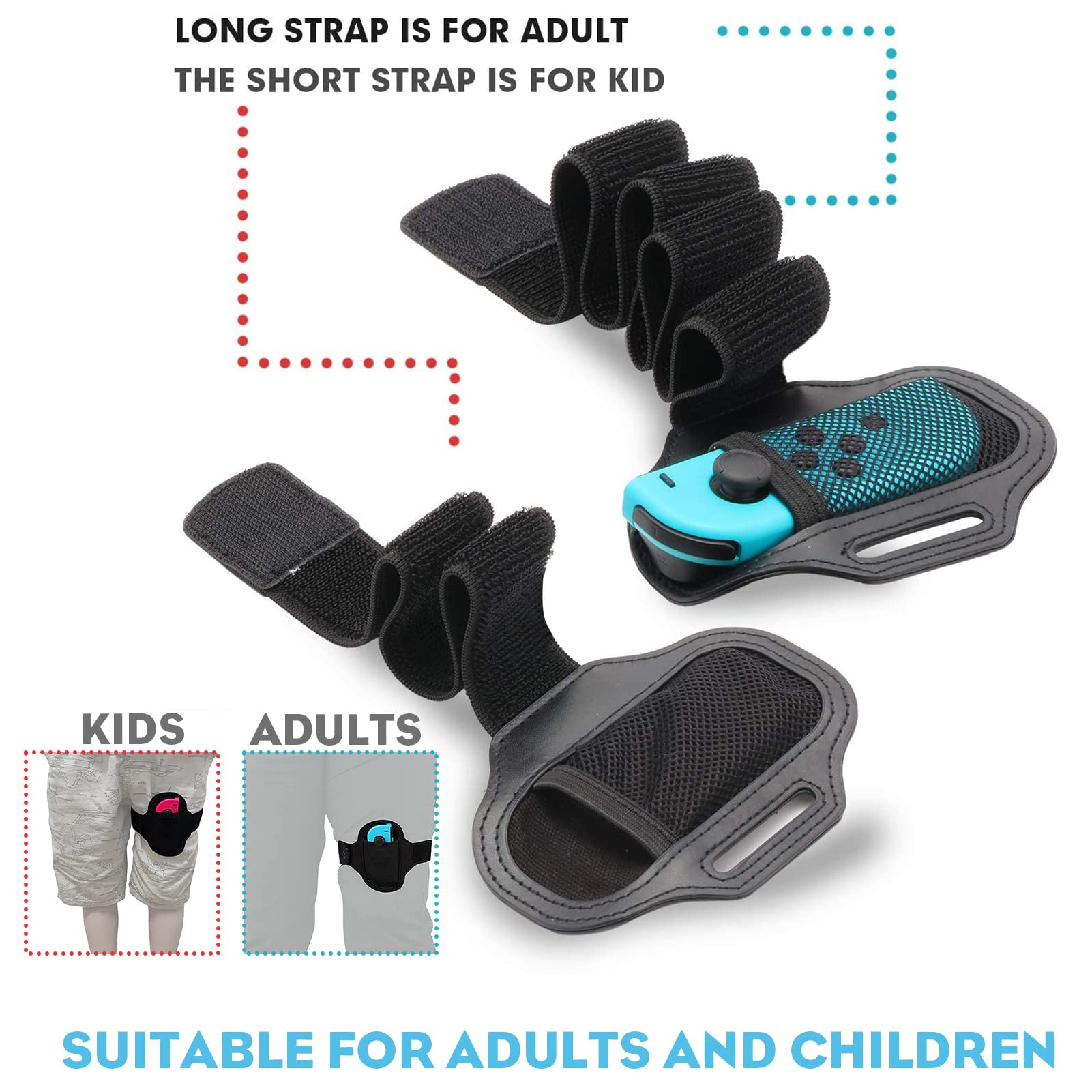 Nintendo Switch Leg Strap 4 Pack Sports Ring Fit Adventure Soccer Wii Controller Accessories Games Fitness Exercise Workout Package Bundle Oled Workout Adjustable Elastic Size For Adults & Children