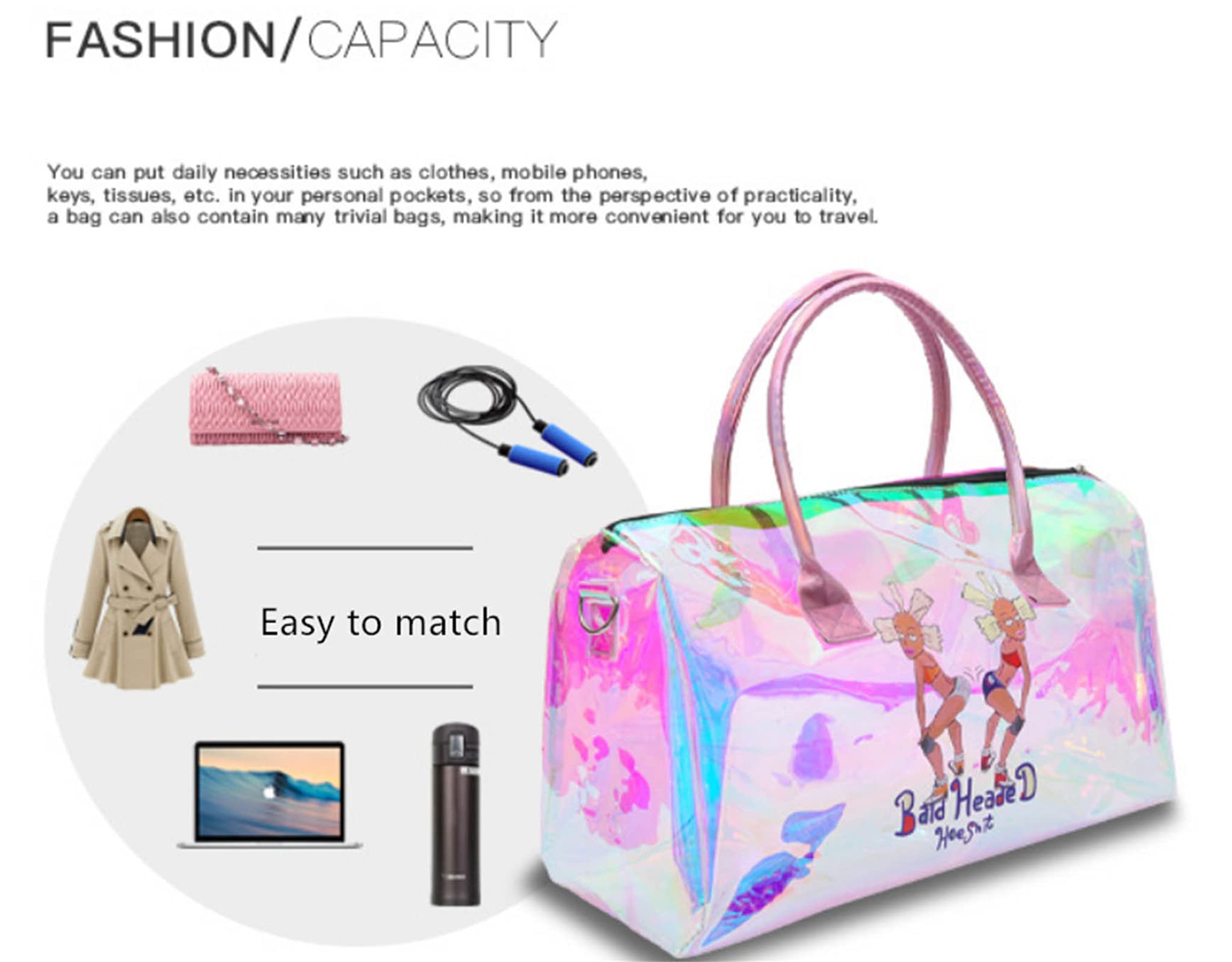KAMIZE Trendy Clear bags,Yoga Clear Tote Bag With Zipper Closure Clear Tote Bags For Work Beach Stadium