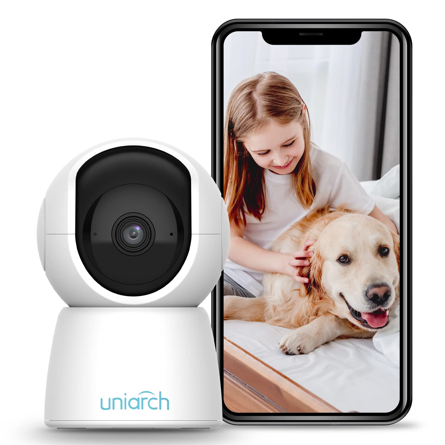 uniarch Indoor Security Camera Pan/Tilt 1080P, 360 Degree Home Camera with App, Night Vision, Smart Motion Detection Auto Tracking, 2-Way Audio Pet Camera for Baby/Elder/Pet (S2E Only)