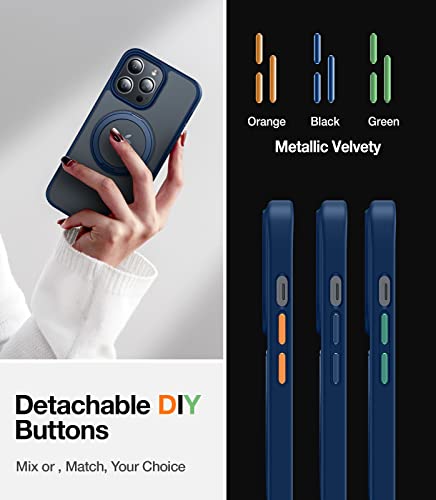 TORRAS 360° Rotatable Ring for iPhone 14 Pro Max Phone Case [Compatible with Magsafe] with Stand, Magnetic Ring Holder Military Grade Shockproof Translucent Back Slim UPRO Ostand Pro, Blue