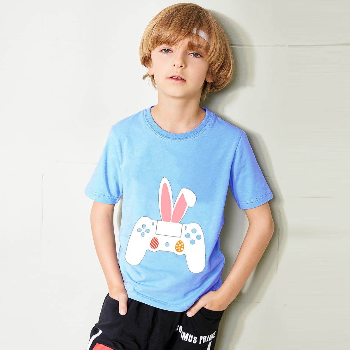 Toddler Boys Easter's Day T-Shirt Short Sleeve Bunny Gaming Controller T-Shirt Kids Boys Tops 5T