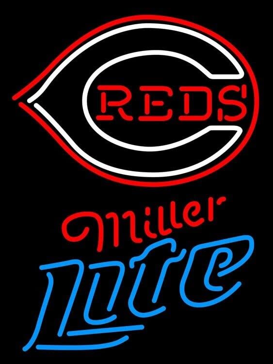 Queen Sense 10" Vivid Millers Lite Cincinnatis Sports Team Red LED Sign Light Lamp Cute Bright Neon Wall Decor STS339