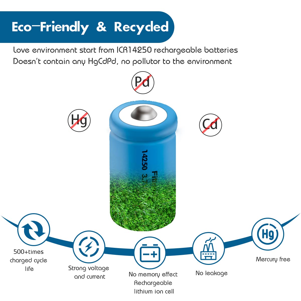 Rechargeable 14250 Battery,FITINOCH 1/2 AA Lithium Ion Batteries Can Replace LS 14250 ER14250 CR14250 Disposable Batteries, 3.7V ICR 14250 Battery 320mAh (4 Pack)