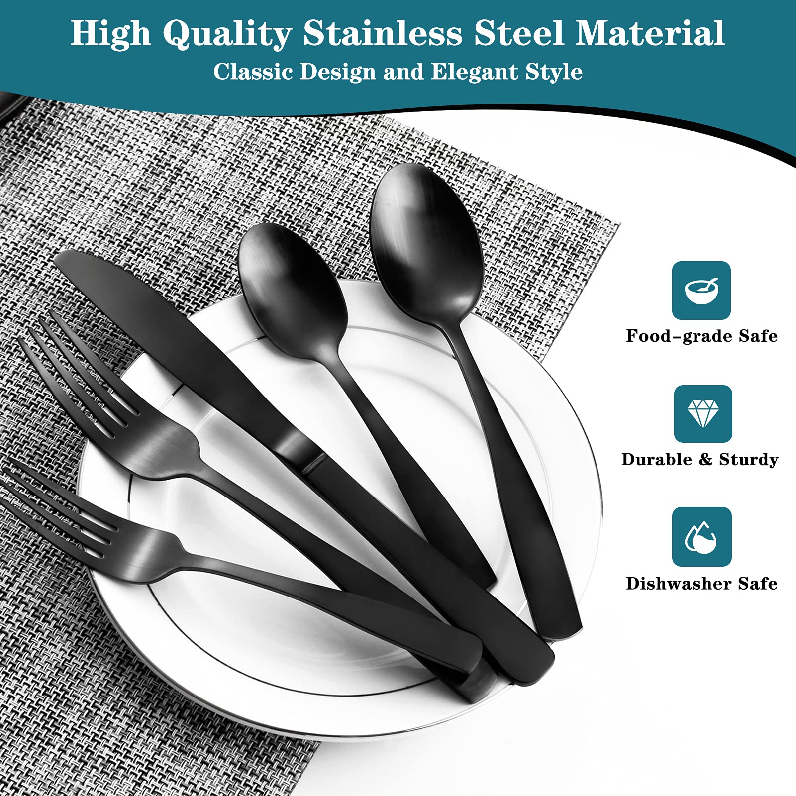 Matte Gold Silverware Set - GIOCOCO 20 PCS Stainless Steel Flatware Sets Thick Cutlery Set Durable Utensils Set Service For 4, Elegant Tableware Set For Home Kitchen and Restaurant, Dishwasher Safe