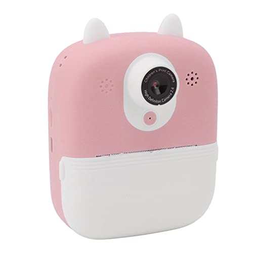 jerss Childrens Digital Camera 6 Filter Effects Face Recognition Auto Print Digital Camera 1080P ABS Home Silicone for Children (Pink)