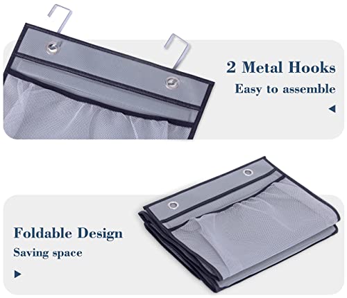 KEETDY Hanging Shelves Over the Door Organizer Storage for Closet with 5 Pockets Organizer for Bedroom Bathroom, 2 Pack(Grey)