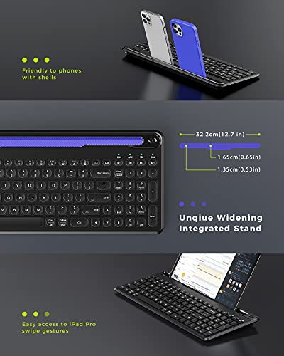 seenda Backlit Multi-Device Bluetooth Keyboard for Tablet Phone Computer - Wireless Illuminated Rechargeable Keyboard with Number Pad Connect Up to 4 Devices Compatible Mac Android iOS Windows