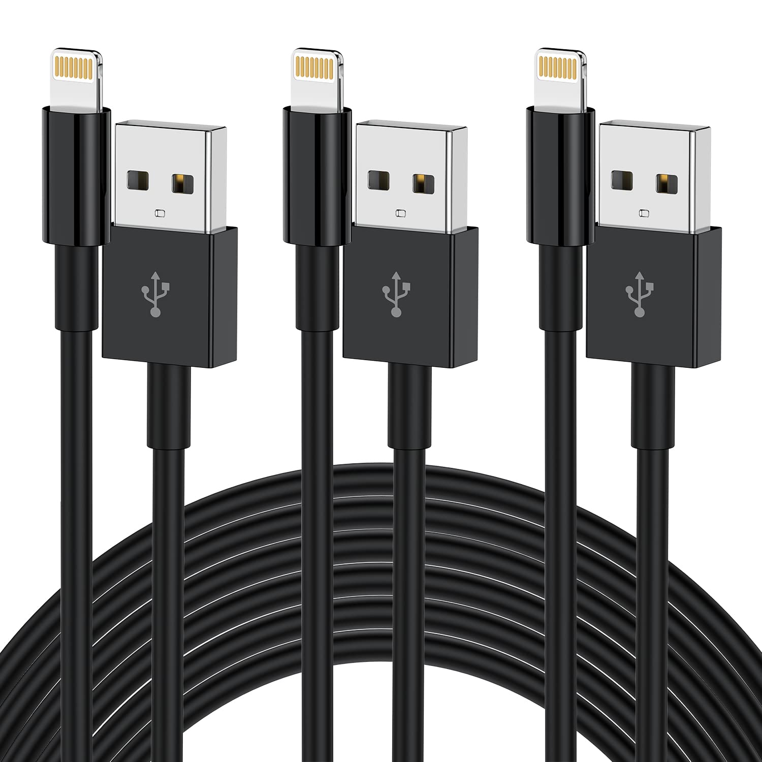 QZIIW iPhone Charger Cable 3 Ft [Apple MFI Certified], 3Pack 3 Feet USB A to Lightning Cable, Apple Charging Power Cord 3 Foot for iPhone 13 12 11 Pro Max Mini XR XS X 9 8 7Plus 6 6s ipad-Black