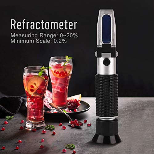 Sugar Refractometer, 6.7inch Professional 0‑20% Accurate Brix Refractometer Honey Beer Fruit Juice Sugar Tester Meter