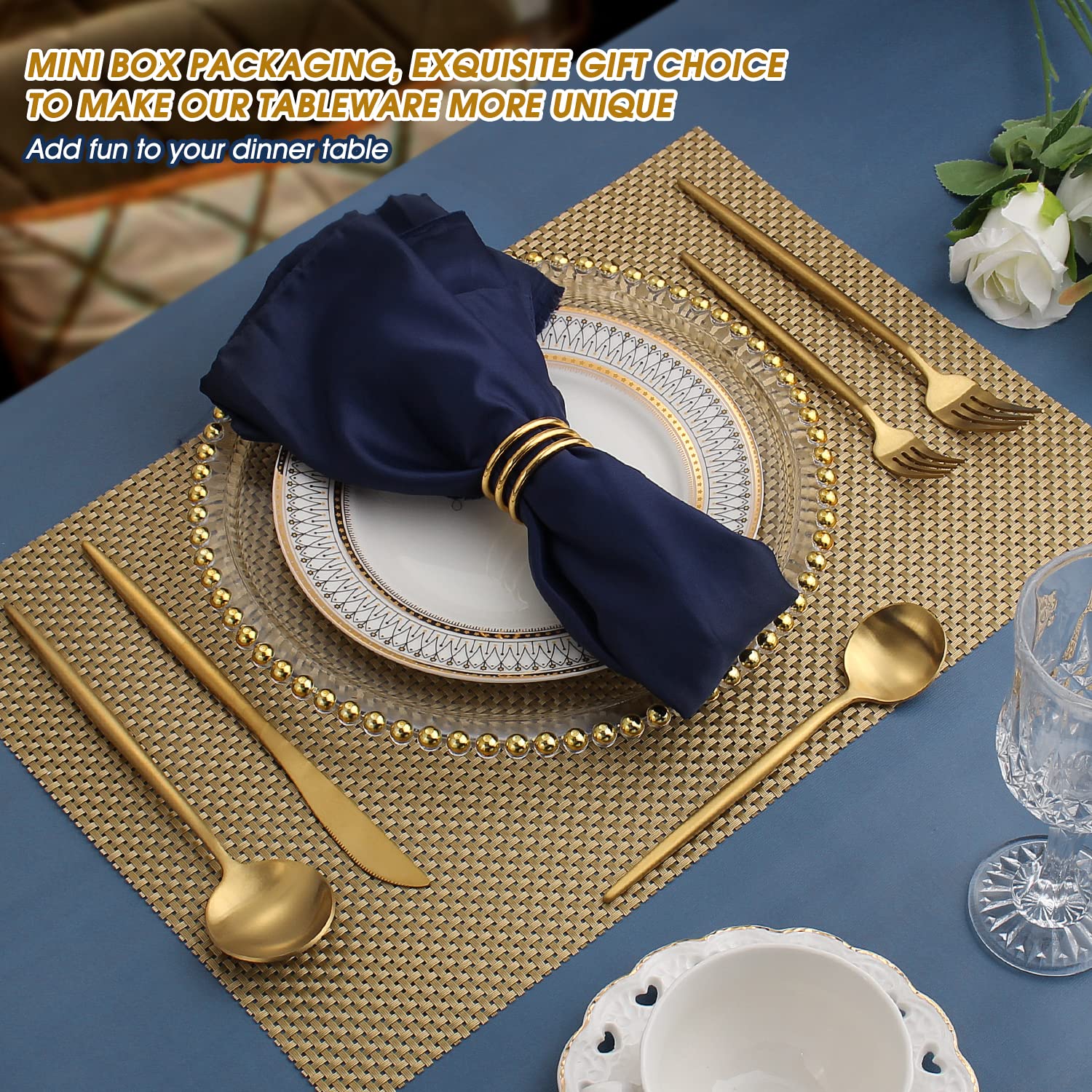 Matte Gold Silverware Set,BEGEEL 20-Piece Stainless Steel Flatware Set for 4, Satin Finish Tableware Cutlery Set,Premium Utensil Set,Utensil Sets for Kitchen Home and Restaurant,Dishwasher Safe