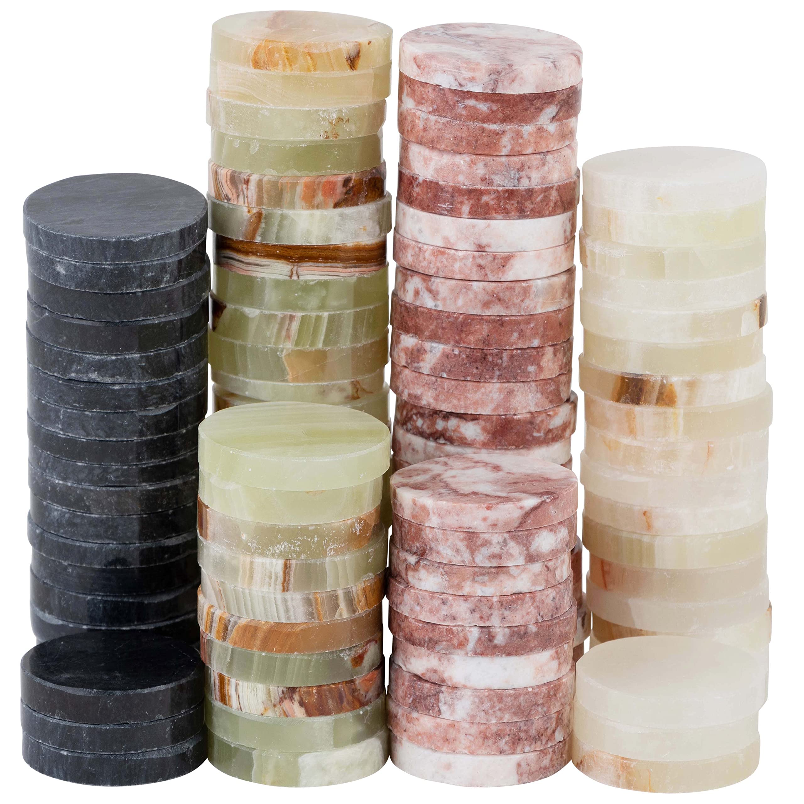 QUEENSTONE Marble Poker Chips Handmade Set of 100