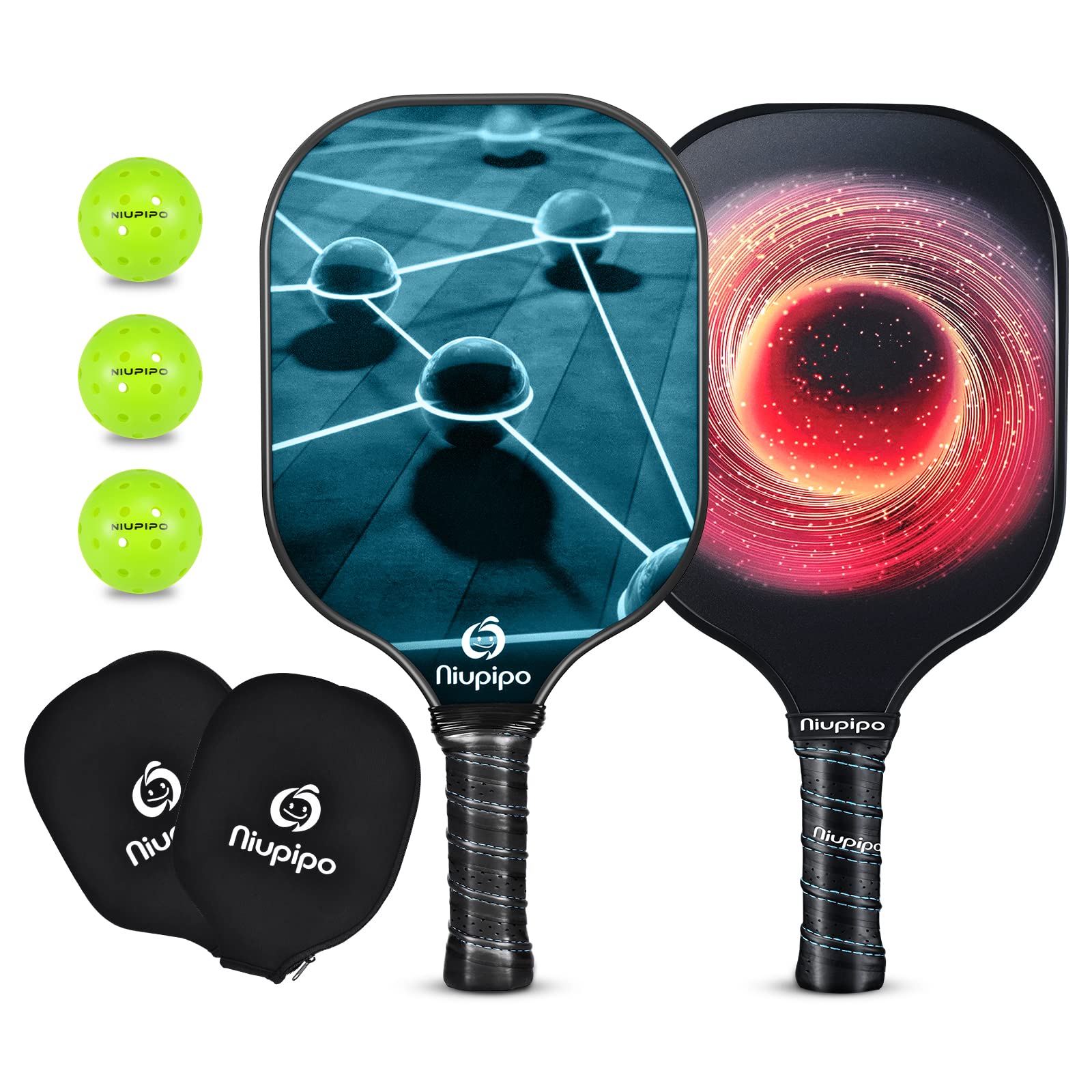 niupipo Pickleball Paddles, Pickleball Paddles Set of 2, Polypropylene Honeycomb Core, Cushion Grip, Lightweight Pickleball Paddles