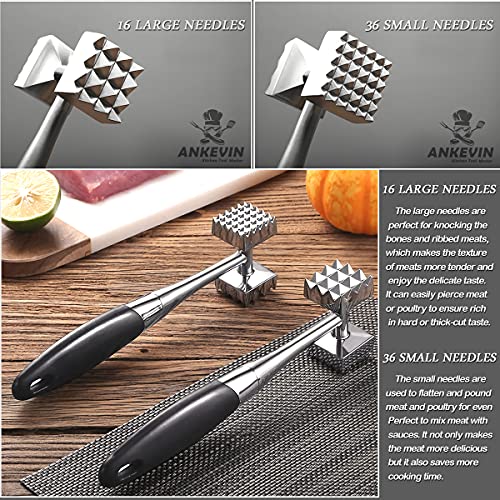 Meat Tenderizer, Dual-Sided Nails Meat Mallet, Meat Hammer Used for Steak, Chicken, Fish,Meat Pounder With Rubber Comfort Grip Handle, 8.8 inches Meat Tenderizer Tool