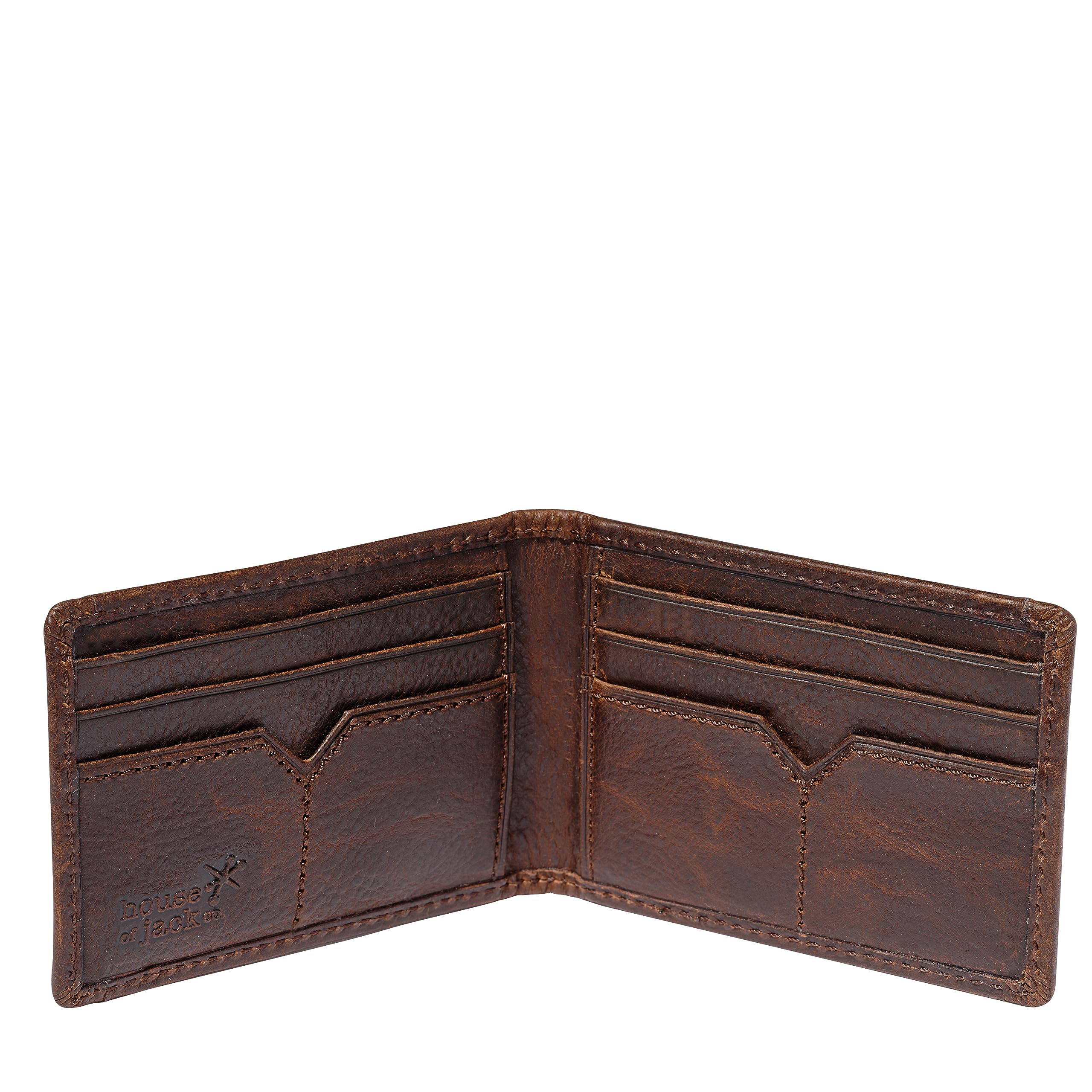 House of Jack Co. DEACON Bifold Front Pocket Wallet | Slim Money Clip Wallet For Men | Exterior ID Window | Full Grain Leather Men's Wallet