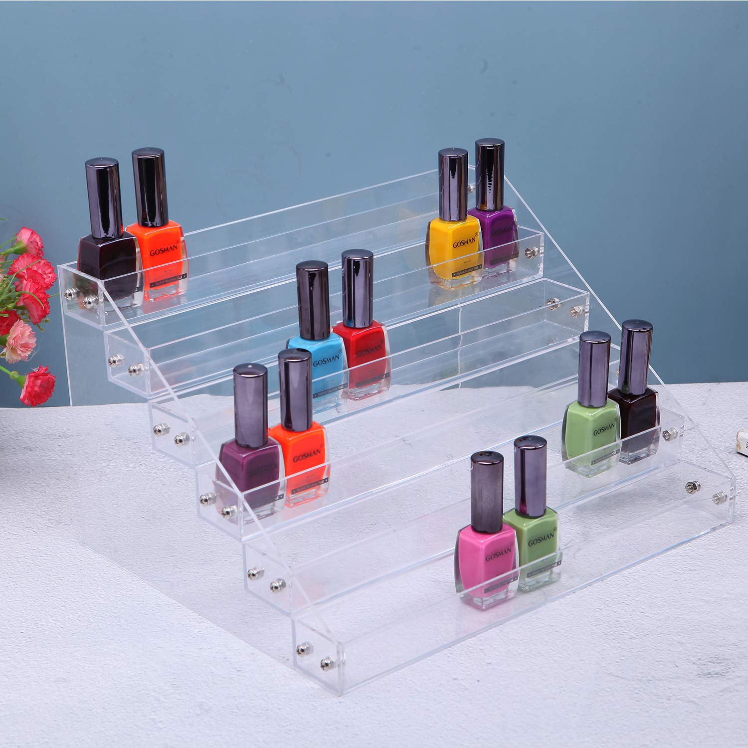 Jansburg Nail Polish Organizer 6 Layer Ink Rack Holder Table Stand Acrylic Polish Holder Clear Paint Bottles Holder Essential Oil Storage Display Stand on the Table or Desk