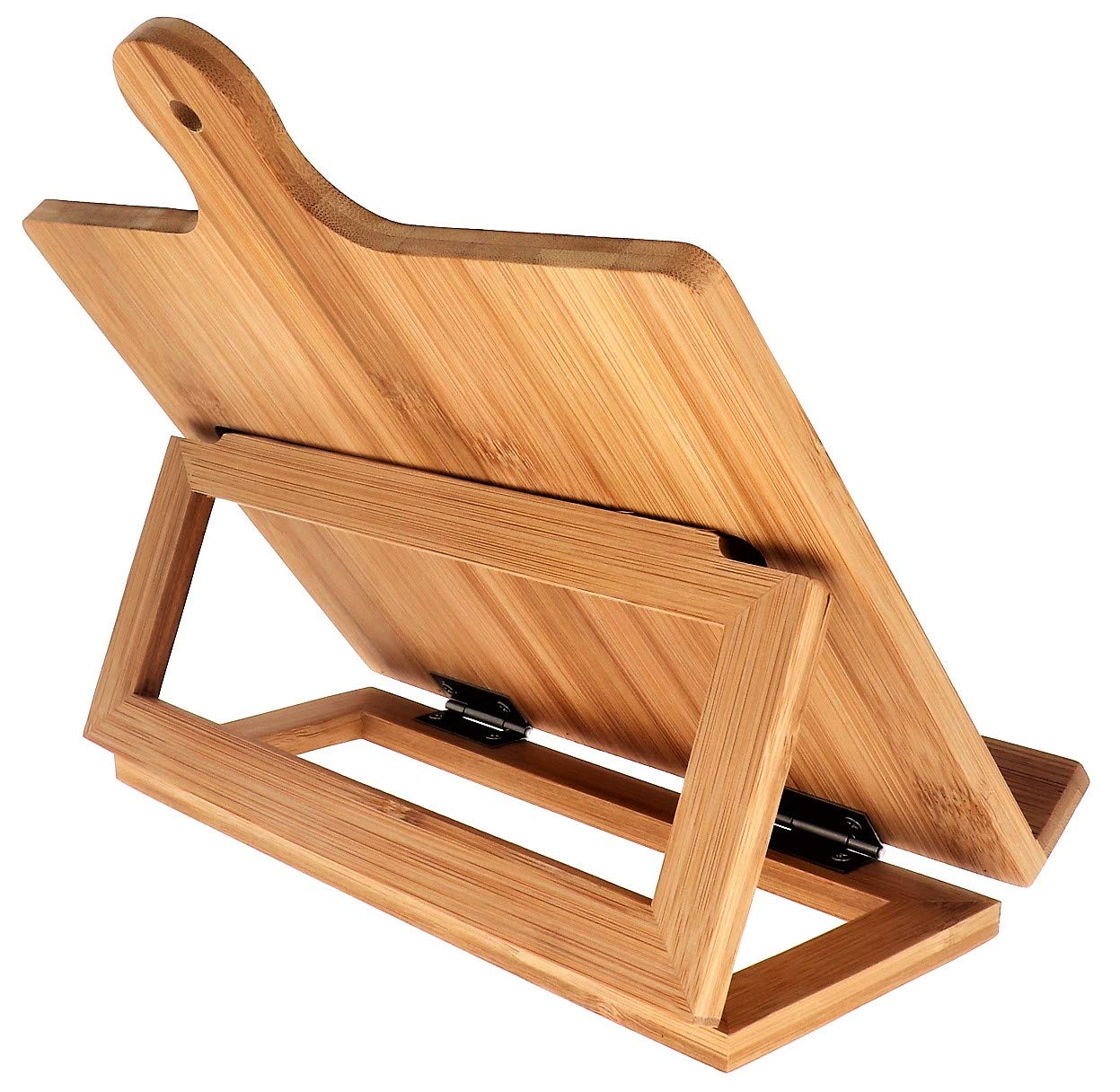 Mom Gift Cookbook Stand Recipe Holder - Custom Engraved Bamboo Cutting Board Foldable Chef Easel Metal Hinge Kickstand iPad Tablet Compatible Christmas Birthday Mothers Day Kitchen Decor (10.25x10.25)