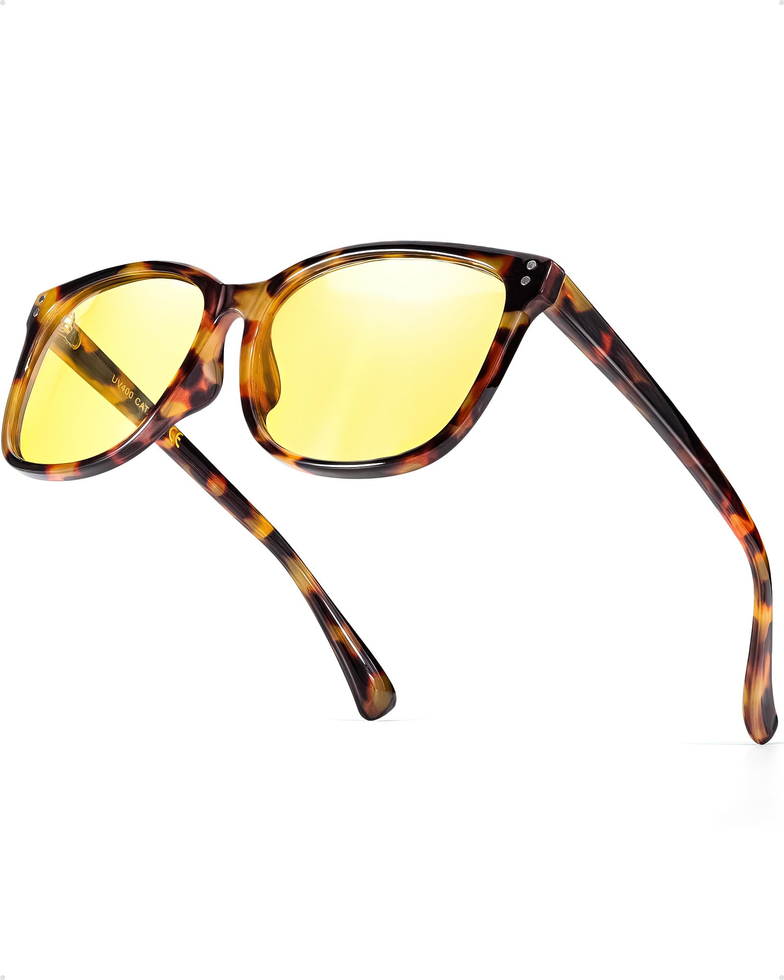 SIPHEW Night Driving Glasses for Women Men, Polarized Night Vision Glasses Anti-glare Yellow Tinted Lens for Nighttime/Foggy