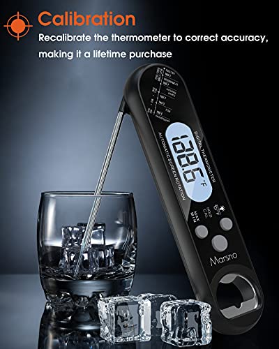 Meat Thermometer,Instant Read Meat Thermometer for Cooking, Fast & Precise Digital Food Thermometer with Backlight, Magnet, Calibration, and Foldable Probe for Deep Fry, BBQ, Grill, and Roast Turkey.