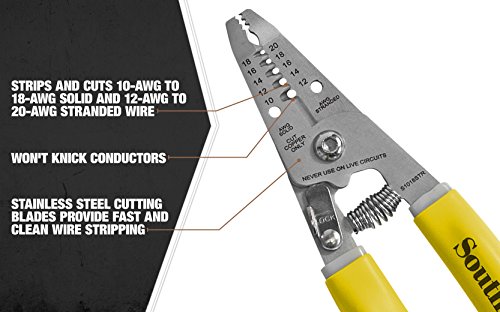 Southwire - 58278140 Tools & Equipment S1018STR Wire Stripping Tool, Wire Stripper and Wire Cutter for 10-18 AWG Solid Wire and 12-20 AWG Stranded Wire