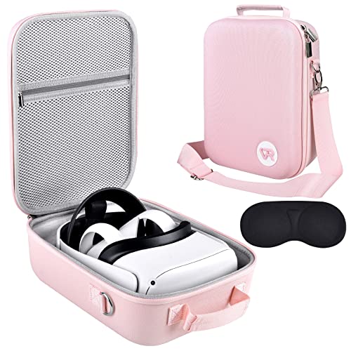 Piskyet Carrying Case Compatible with Q2/Elite Version VR Gaming Headset/Touch Controllers Accessories, Hard Travel Case, Handbag & Messenger Bag - Pink