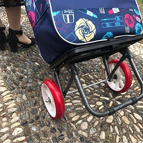 Shopping Trolley on Wheels Multi Function Shopping Cart Folding Trolley Large Capacity Light Weight Wheeled Trolley Push Cart Bag with 2 Wheels Storage Hand Trucks,Black ,