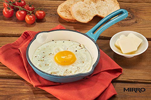 Mirro MIR-19060 6" Mini Cast Iron Skillet, Teal, Ready to Use